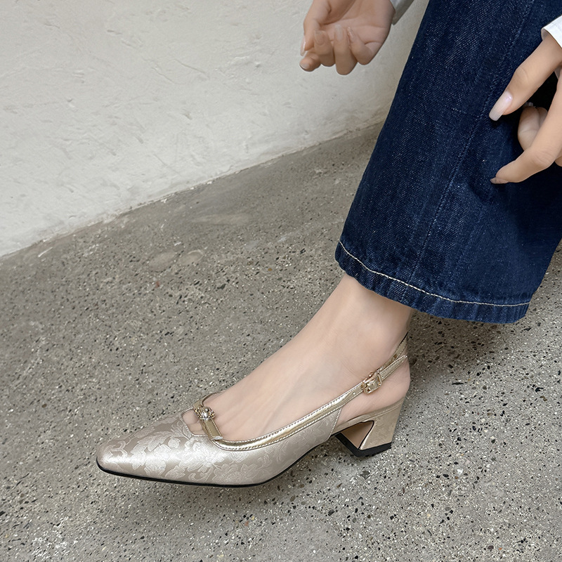 CHIKO Kelly Pointy Toe Block Heels Slingback Shoes