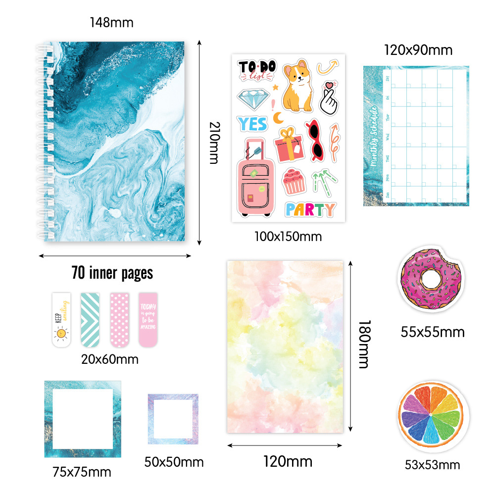 跨境剪贴簿贴纸diy journal set儿童全套文具预算手账本日记套装-阿里巴巴