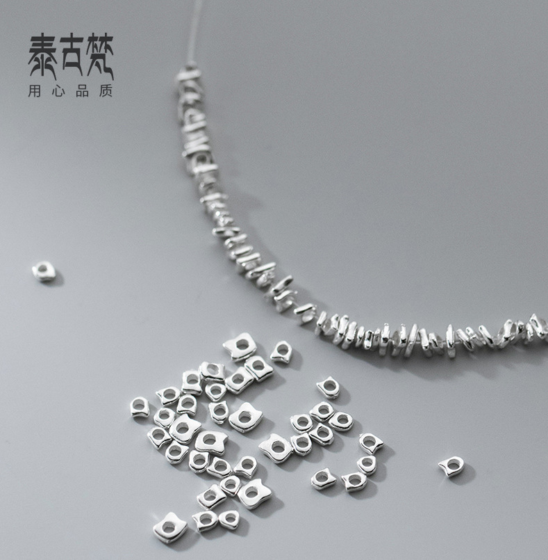 S925素银不定形手串小隔片按克异形隔珠手工DIY编绳材料配件B0002-阿里巴巴