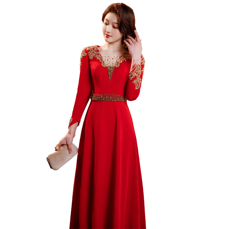 Royal blue red Toast dress for women engagement banquet bride wedding ...