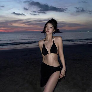 mosricci纯欲网红链条性感欧美风分体泳衣比基尼女三件套罩裙遮肉-阿里巴巴