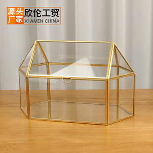 玻璃展示盒干花储存盒子玻璃黄铜边框精品盒子钻石形状家居摆件-阿里巴巴