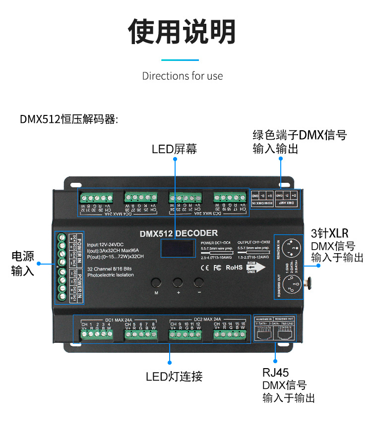 32通道DMX512解码器RDM解码器多通道DMX解码器RGB/RGBW控制器-阿里巴巴