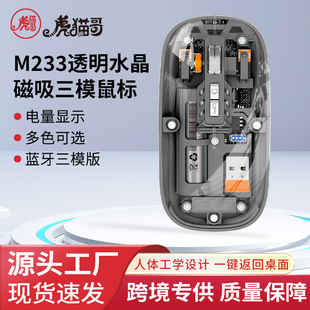 M233透明水晶磁吸无线蓝牙鼠标充电静音三模鼠标可爱办公鼠标现货-阿里巴巴