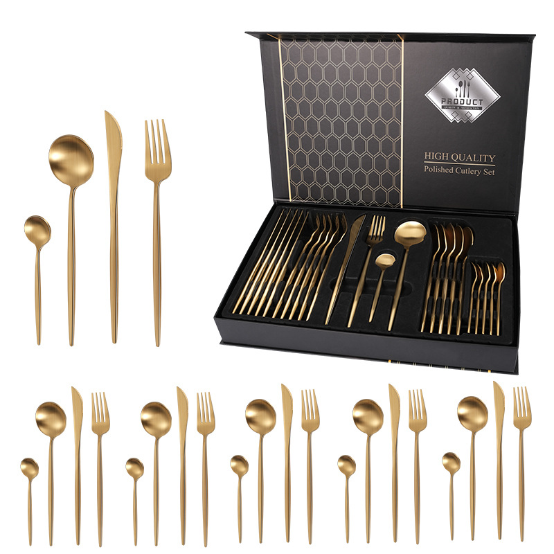 304 stainless steel tableware Thick Portugal Gift Box Knife Fork Spoon ...