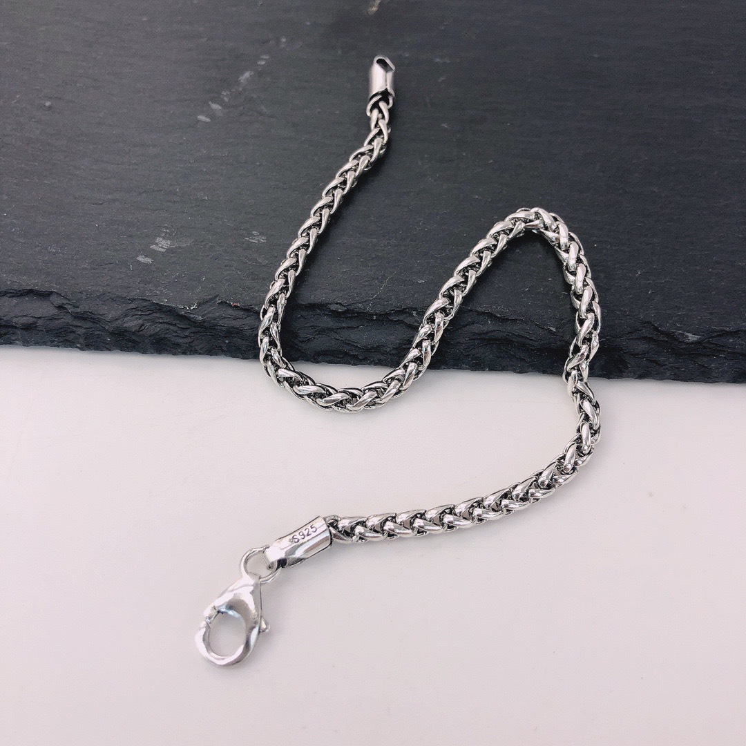 银佳银饰 S925 扁线肖邦复古手链 18cm-5.6g 19cm-6g 20cm-6g-阿里巴巴