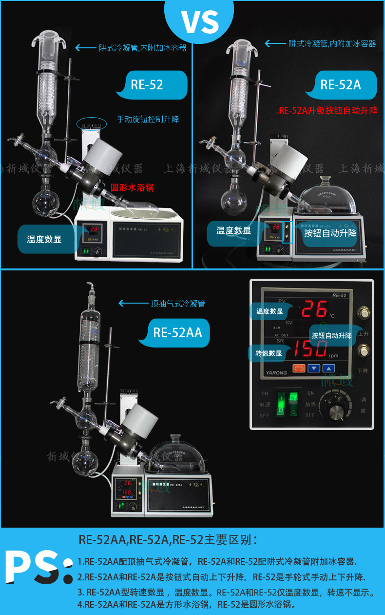上海亚荣RE-52A/RE-52AA旋转蒸发仪旋转蒸发器实验旋蒸提纯结晶器-阿里巴巴