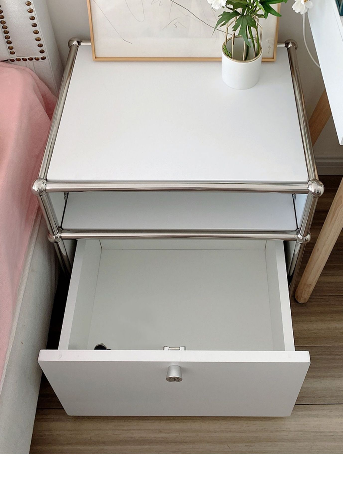 复古usm柜床头柜不锈钢餐边柜卧室床边柜收纳柜储物柜简约装饰柜-阿里巴巴