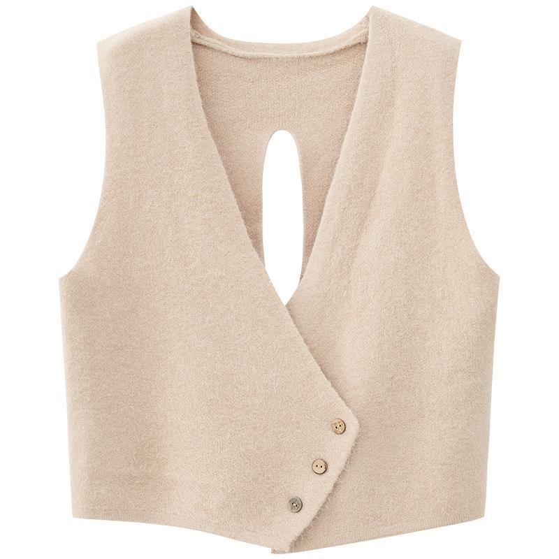 2024 New Style Outer Vest Asymmetric Design Sense Niche Knitted Vest ...