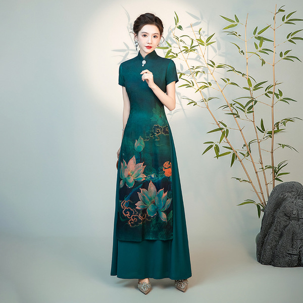Improved Vietnam aodai chinese dresses runway wedding party cheongsam ...