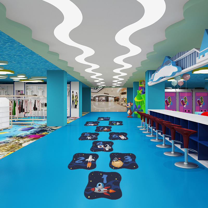 新FX-E80卡通宇航员探索宇宙跳房子地贴画儿童卧室装饰墙贴纸自粘-阿里巴巴