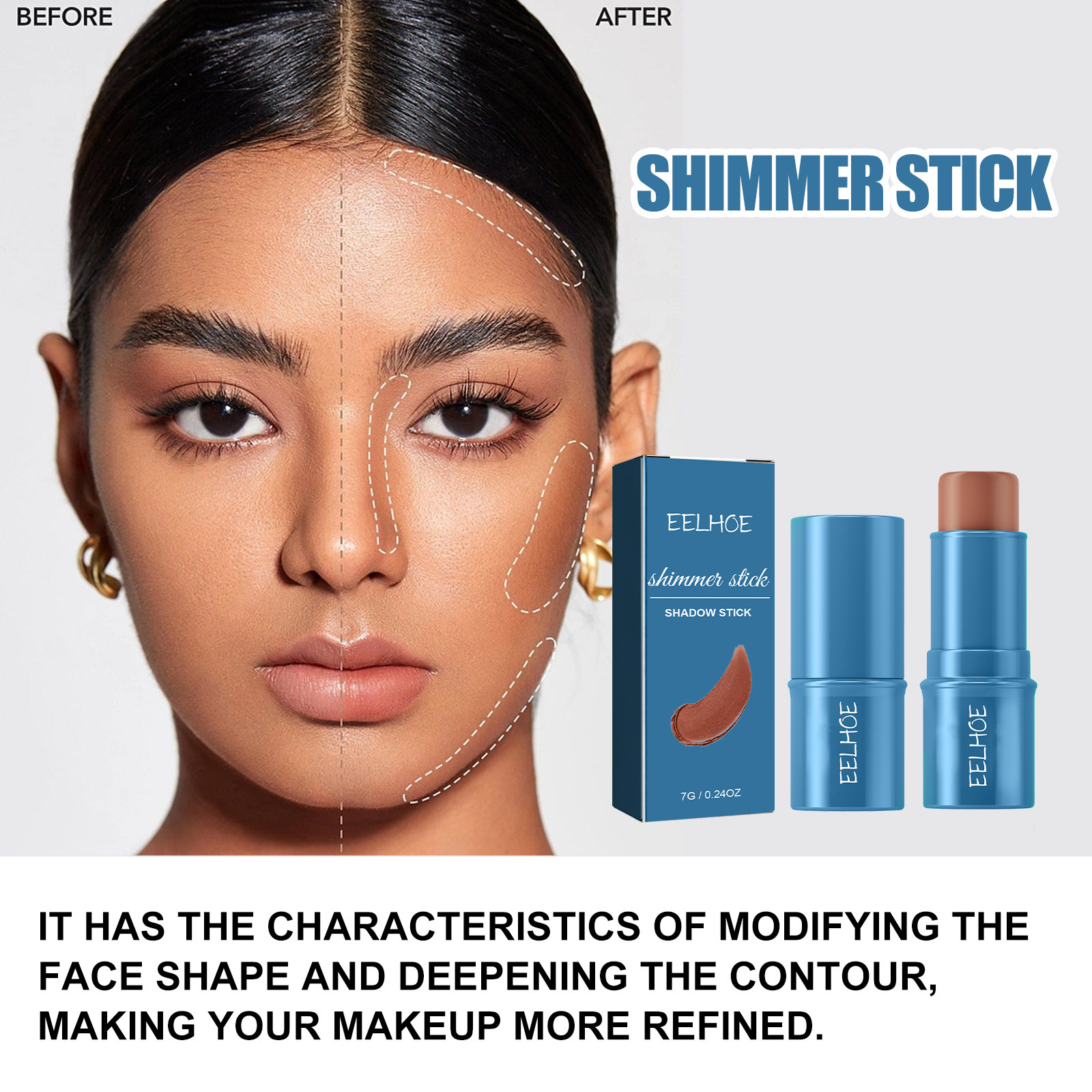 eelhoe multi-function highlight shadow blush stick three-dimensional ...