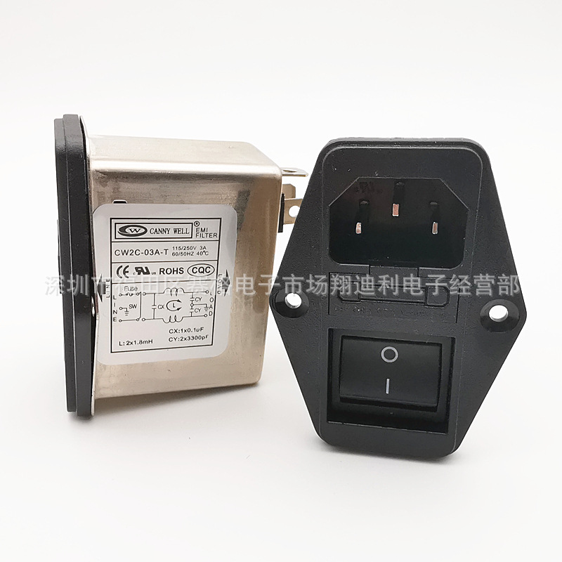 带保险开关插座式电源滤波器 CW2C-10A-T CW2C-10A-T(F2 02)-阿里巴巴