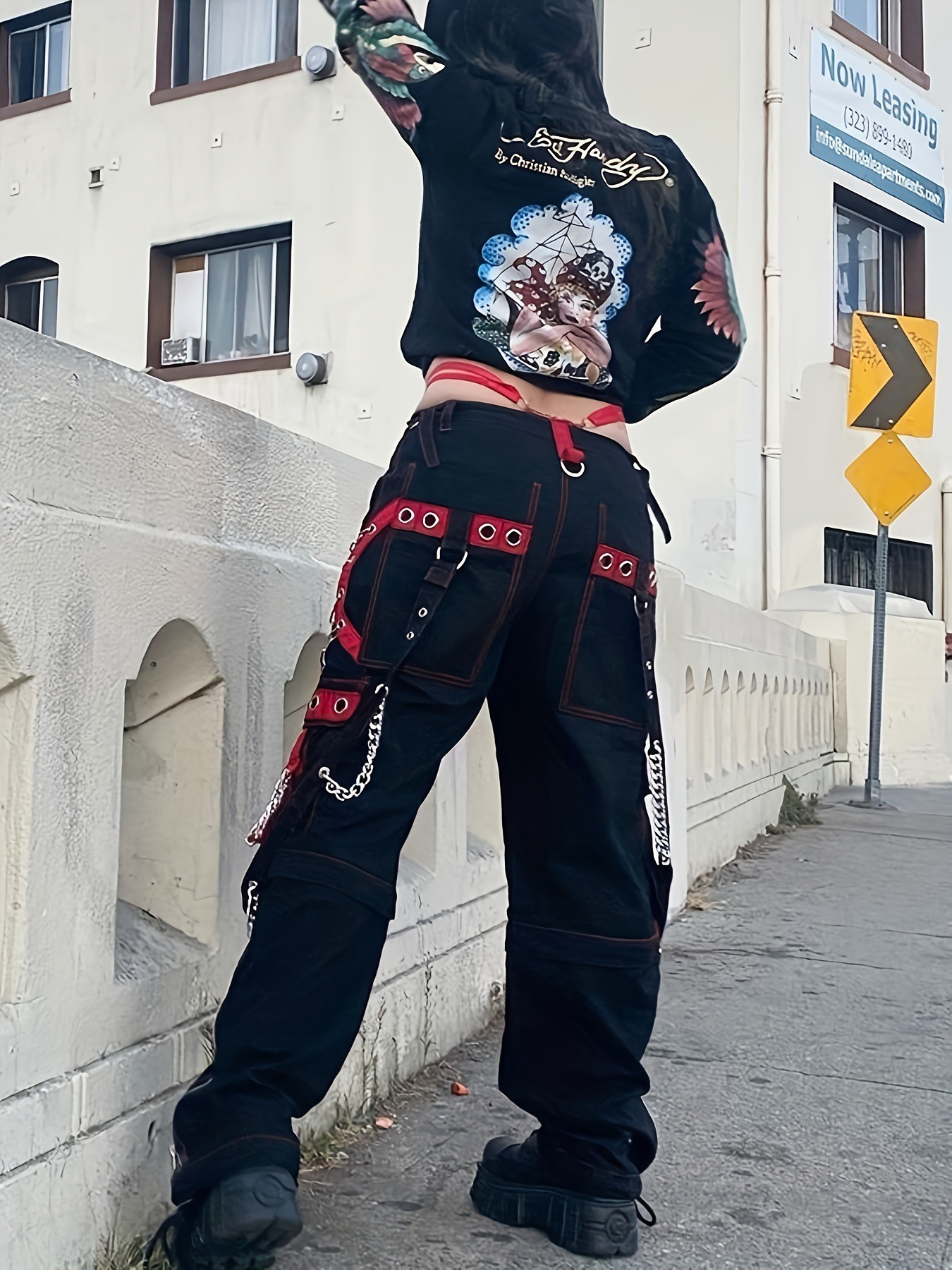 Women's Vintage Cargo Pants Color Block Polyester Smooth跨境-阿里巴巴