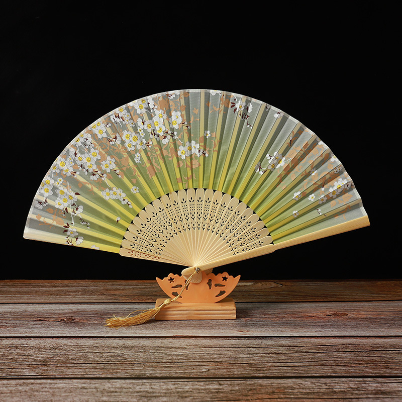bamboo qualitative two antique green folding fan smiled fan children ...