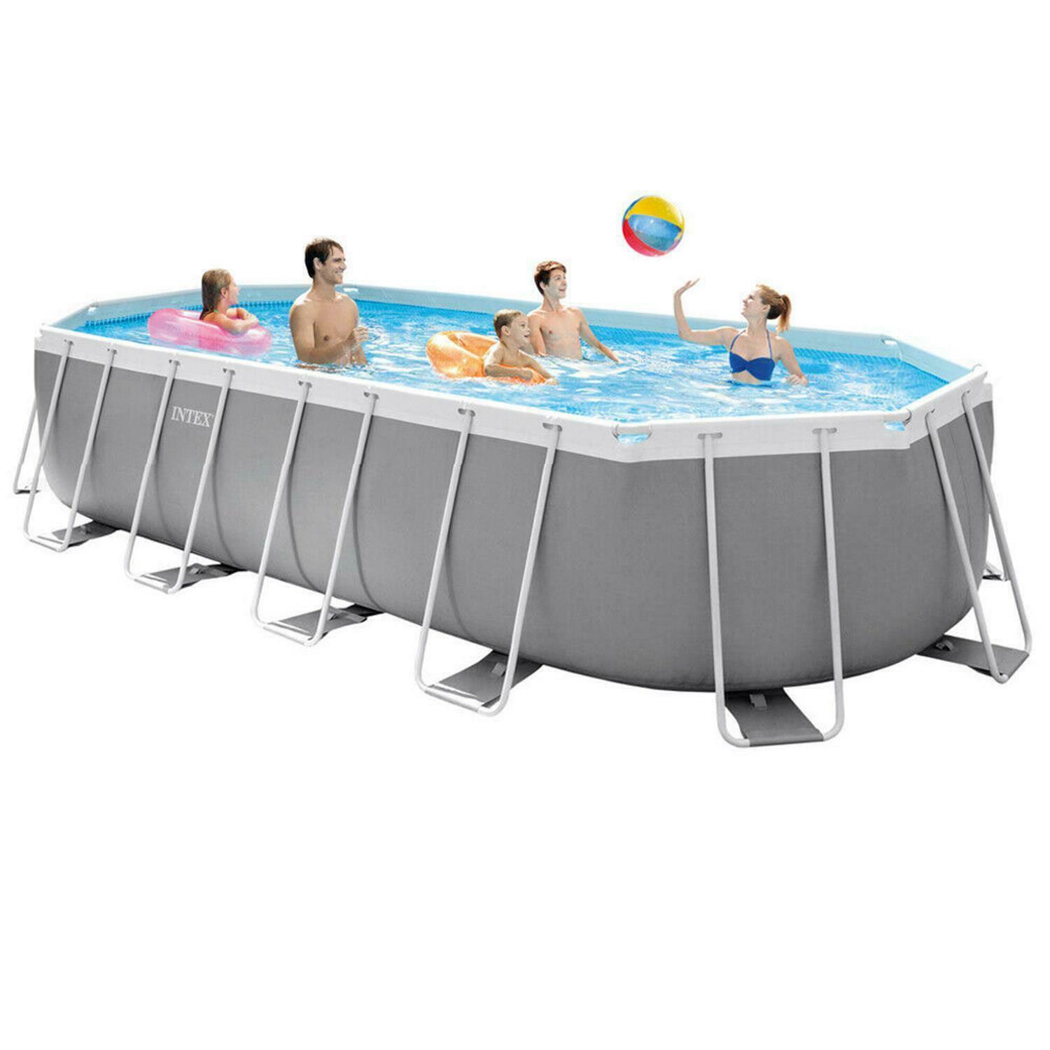 INTEX 26796 5 m oval tube frame pool set family swimming pool thickened ...