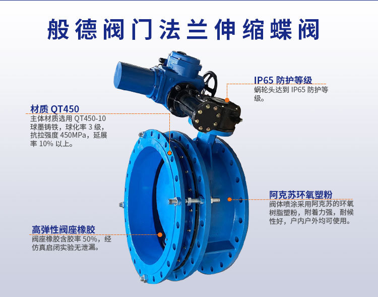 伸缩蝶阀SD341X-16Q涡轮法兰蝶阀手动电动伸缩阀门球墨铸铁软密封-阿里巴巴