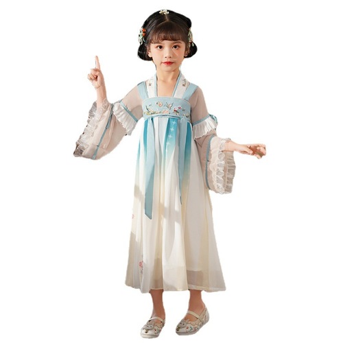 Children hanfu girls folk dance dress kimono skirts chinese princess ...
