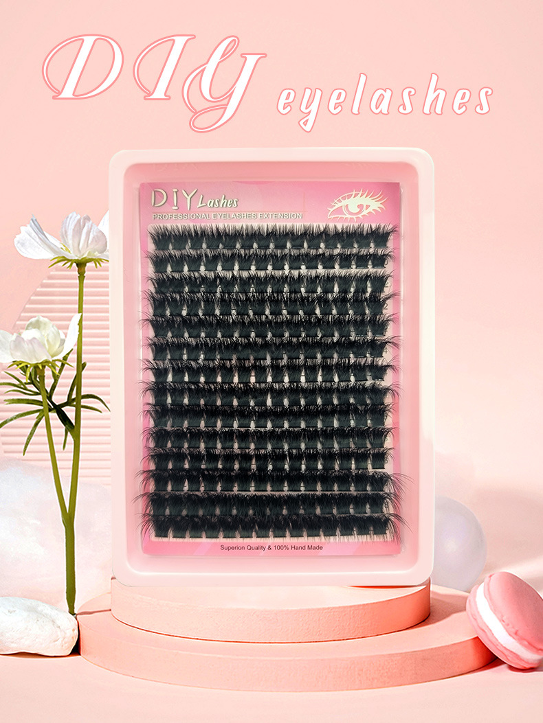 欧美跨境分段睫毛大容量浓密DIY自嫁接60D/160D热熔朵毛假睫毛-阿里巴巴