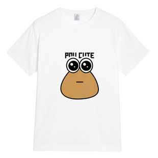 pou cute我的宠物外星人印花百搭衣服POU闹心球可爱学生圆领上衣-阿里巴巴