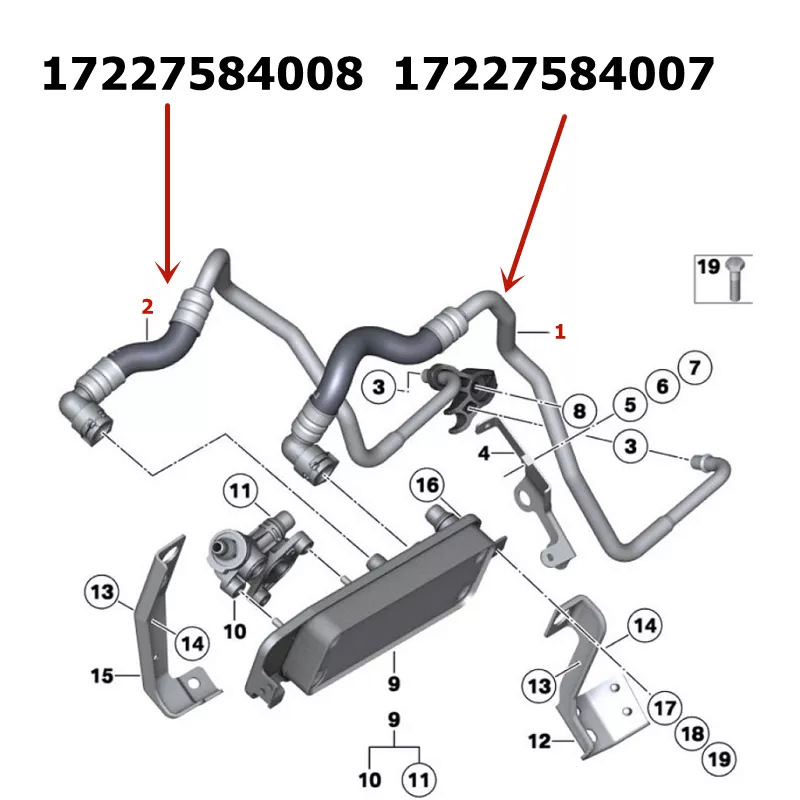 适用宝马7系740LiF01F02机油冷却器管路 17227584007+17227584008-阿里巴巴