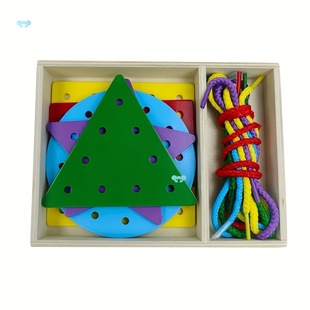 5 pc Lacing Cards Wooden Lacing Shapes In A Box Wooden跨境-阿里巴巴