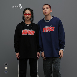 RFSD男装|2023秋冬新品原创国潮印花长袖t恤250g宽松圆领t恤男-阿里巴巴