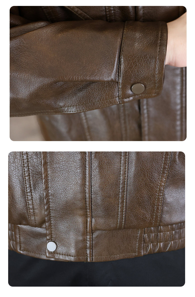 男士加绒加厚翻领皮衣2025秋冬新款男装青年时尚休闲简约潮流外套-阿里巴巴