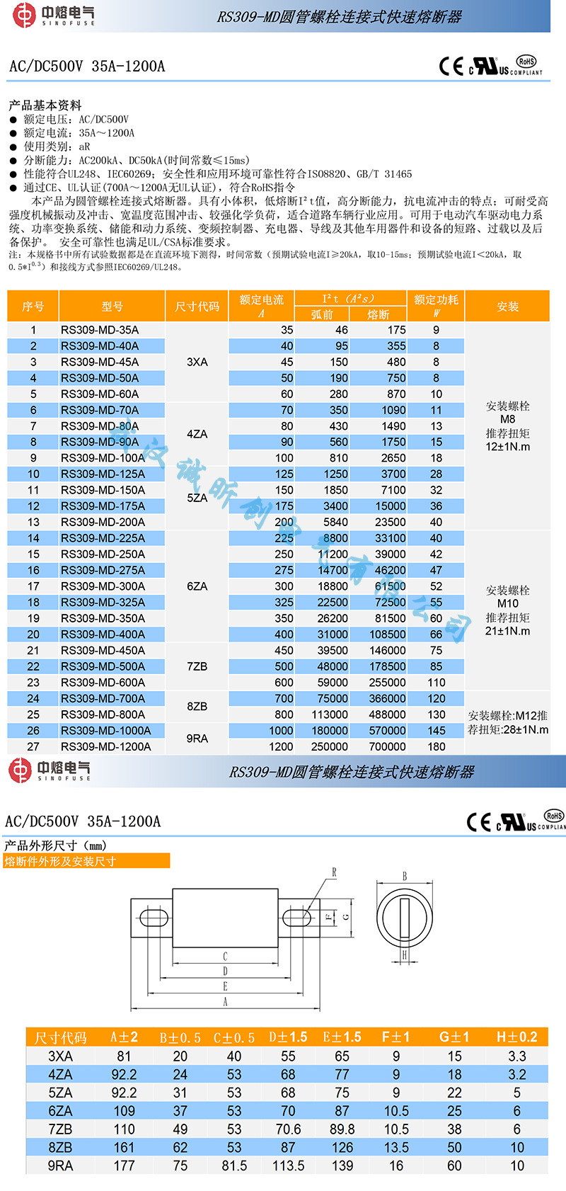 西安中熔电气 RS309-MD 150A 200A 250A 300A 350A 400A 500V DC-阿里巴巴