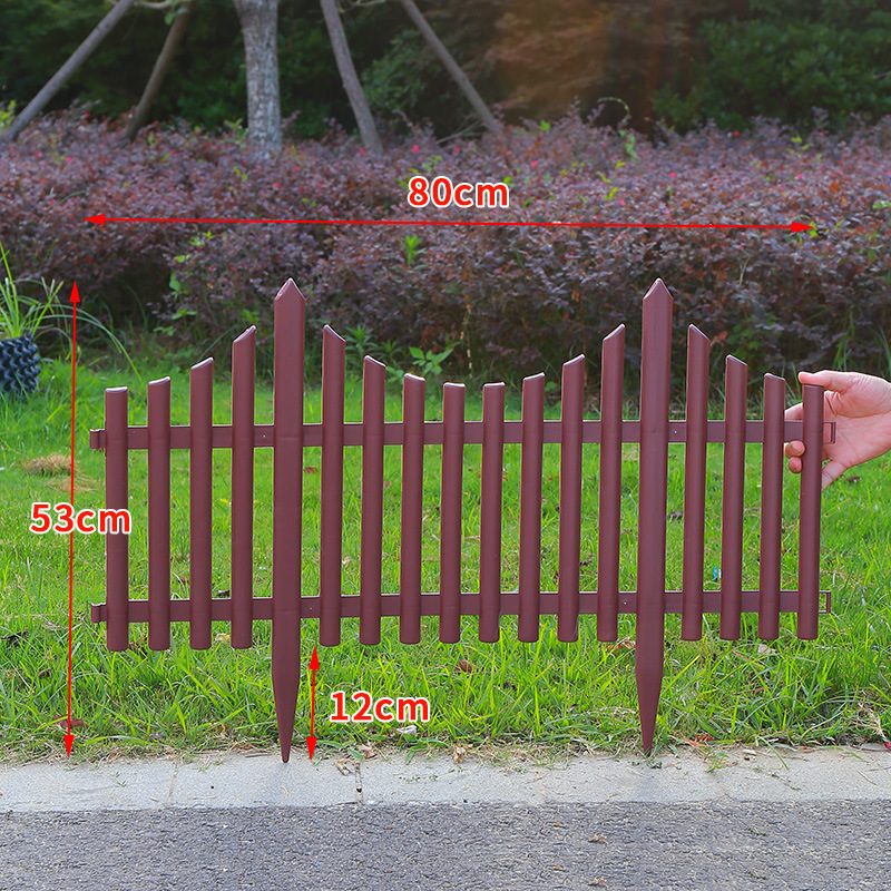 PVC围栏栅栏工程塑料围栏咖啡色护栏公园花园装饰庭院栏-阿里巴巴