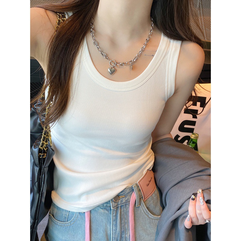 Ice Silk Knitted Shirt Vest Women's Summer Outer Wear 2024 New Sling ...