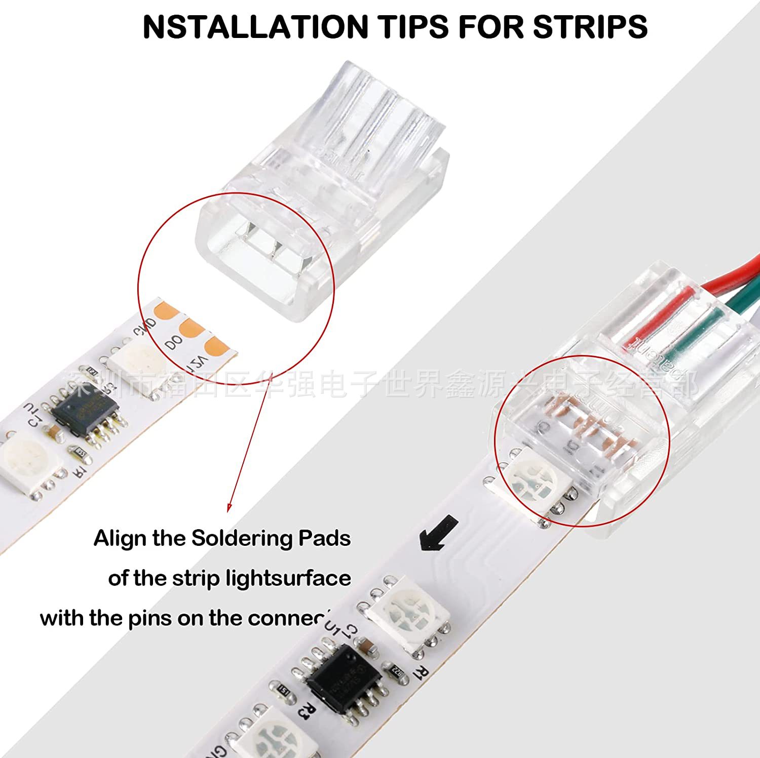 3Pin 10mm灯带板对线水晶免焊卡扣2812/2811/CCT LED灯条连接器-阿里巴巴