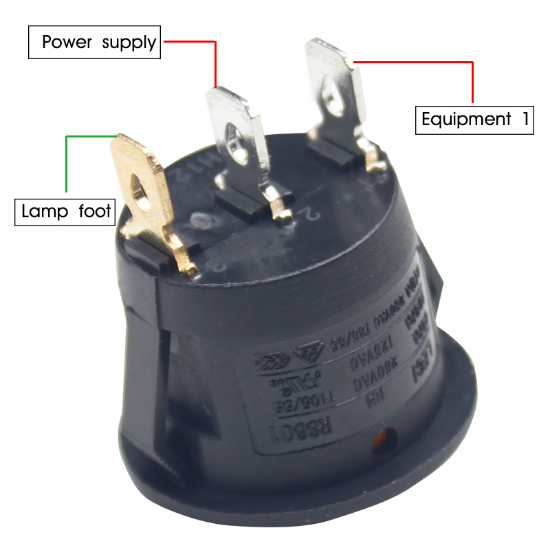 RS601C 23mm认证船型圆形开关3脚三档2脚2档三脚二档带红黄绿橙灯-阿里巴巴
