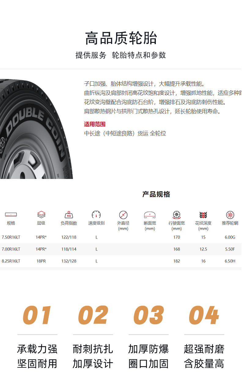 双钱客车轮胎 7.00R16轮胎 RR798花纹 中短途货车运输车轮胎-阿里巴巴