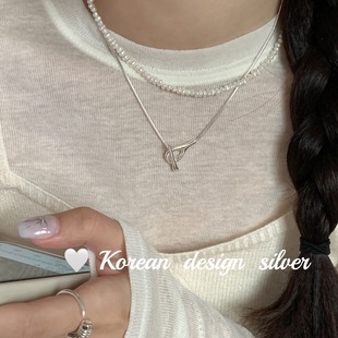 韩国小众ins风饰品 S925纯银椭圆镂空OT扣项链 极简冷淡风高级感-阿里巴巴