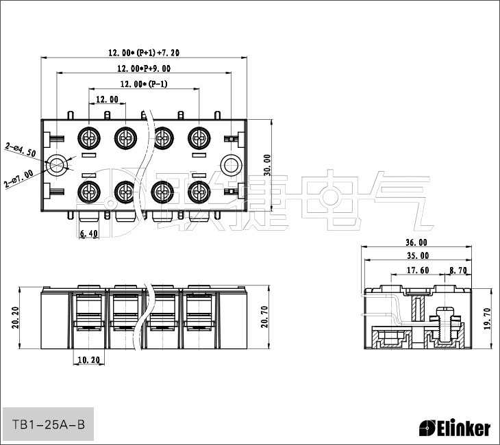 1进2出6.3固定式TB1-25空调接线端子排/排/柱/座2-12位-阿里巴巴