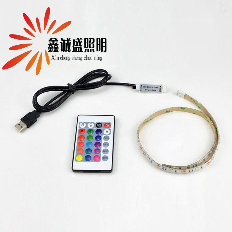 5V低压灯带5050七彩软灯条带USB接口遥控式60珠RGB电视机背景灯-阿里巴巴