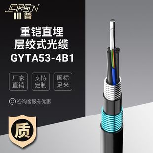 GYTA53-4B1室外单模4芯双铠装光缆 重铠直埋千兆通信光纤层绞式-阿里巴巴