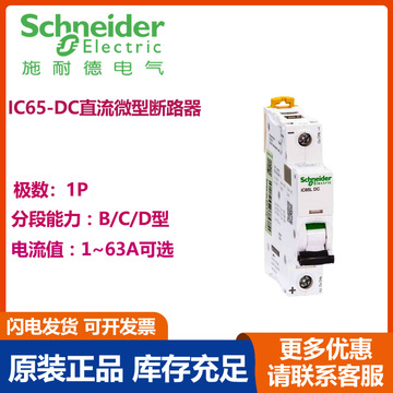 施耐德电气IC65直流微型断路器iC65N DC 1P C10A A9N18110-阿里巴巴