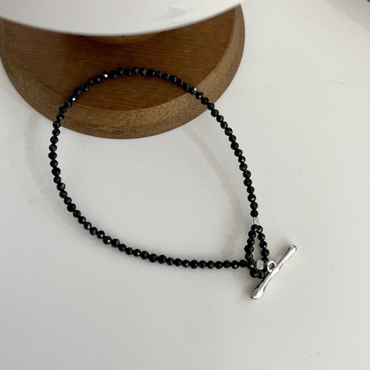 极简主义 ins爆韩国黑尖晶极细ot手链s925银简约小众冷淡风-阿里巴巴