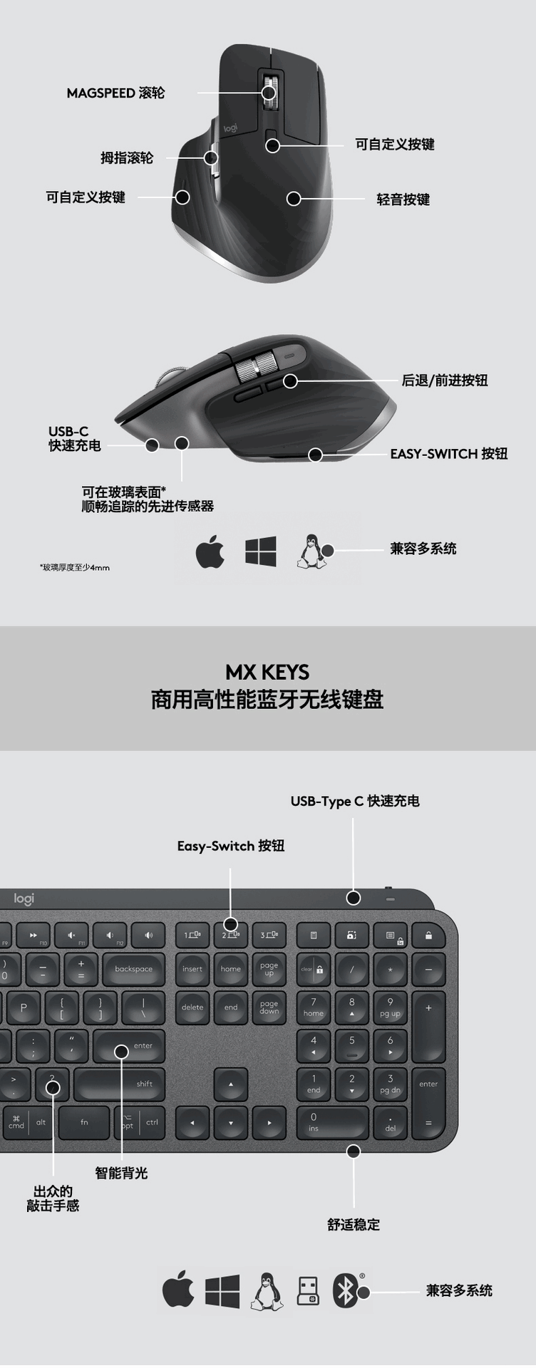 罗技大师系列MX Keys第二代商用键鼠套装master3s无线蓝牙办公-阿里巴巴