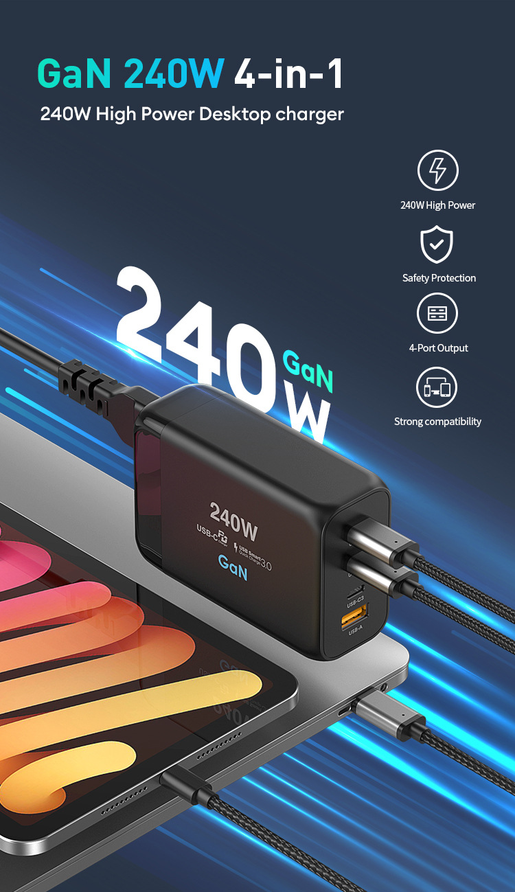 240w充电器笔记本电源适配器140W多口usb充电器PD3.1氮化镓充电器-阿里巴巴