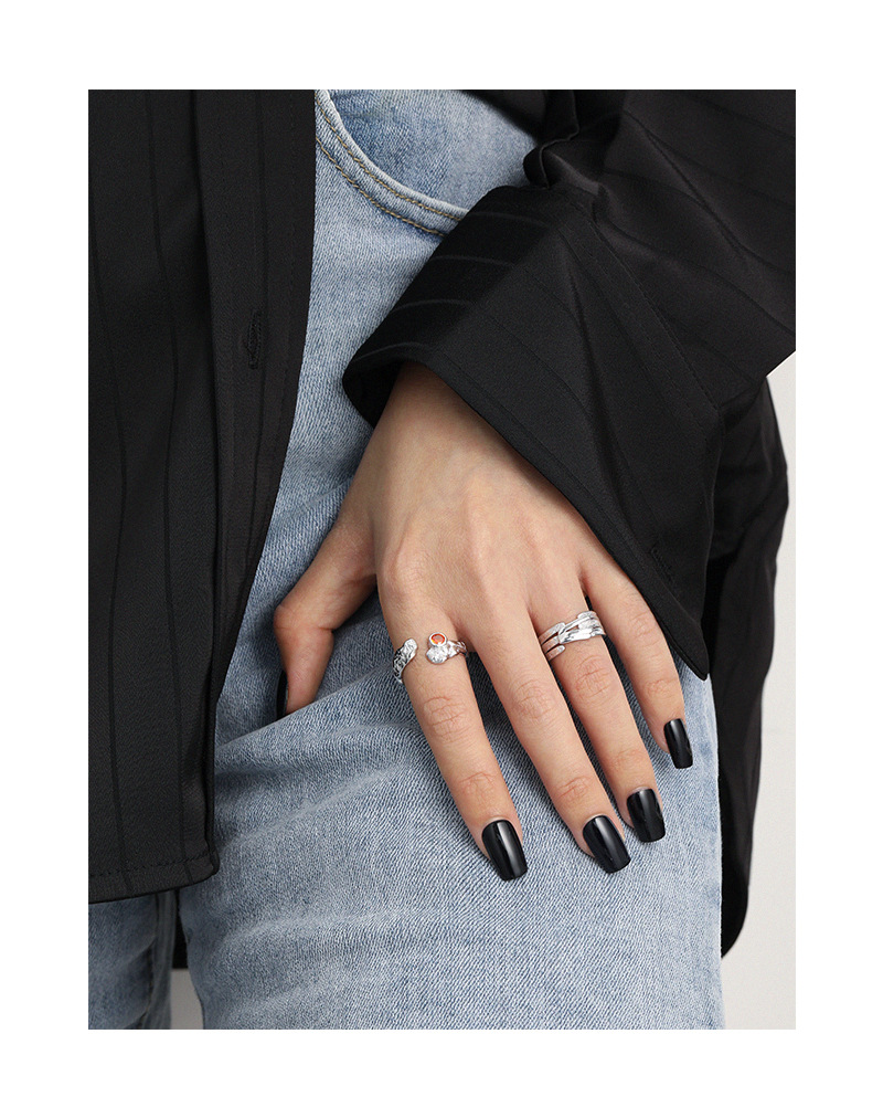 022韩版ins小众设计不规则面微镶锆石纹理质感S925纯银开口戒指女-阿里巴巴