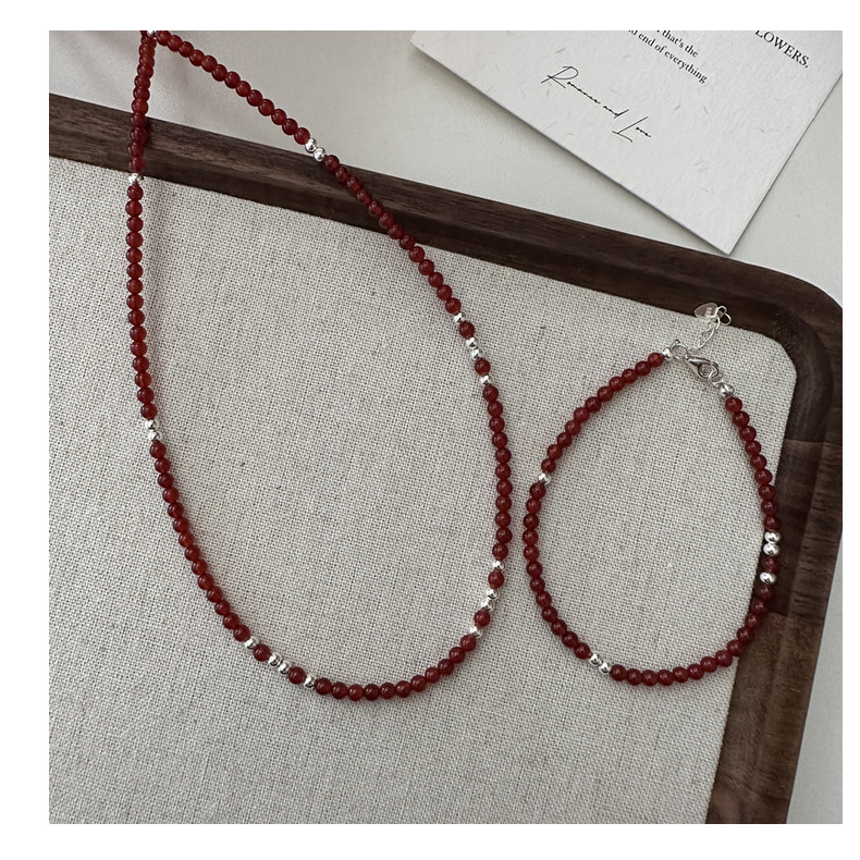 s925纯银fever同款串珠项链ins博主穿搭单品玛瑙松石可叠戴锁骨链-阿里巴巴
