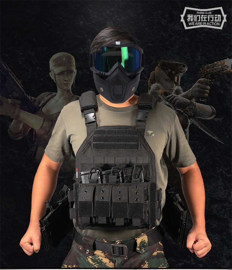 亚马逊新款6094战术背心MOLLE户外迷彩马甲1000D作战防护装备快拆-阿里巴巴
