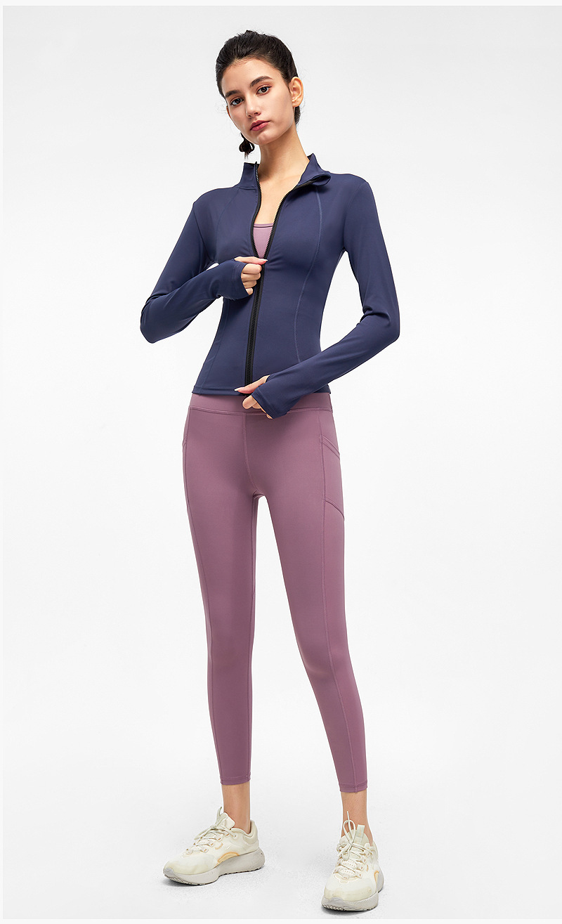 lulu运动瑜伽服女士开衫长袖修身外套户外跑步健身服速干立领上衣-阿里巴巴