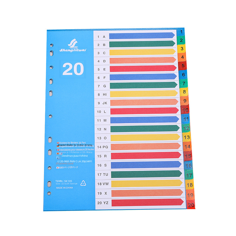 A4 Size Colorful Loose-leaf Notebook Folder Divider Pages Index Page ...