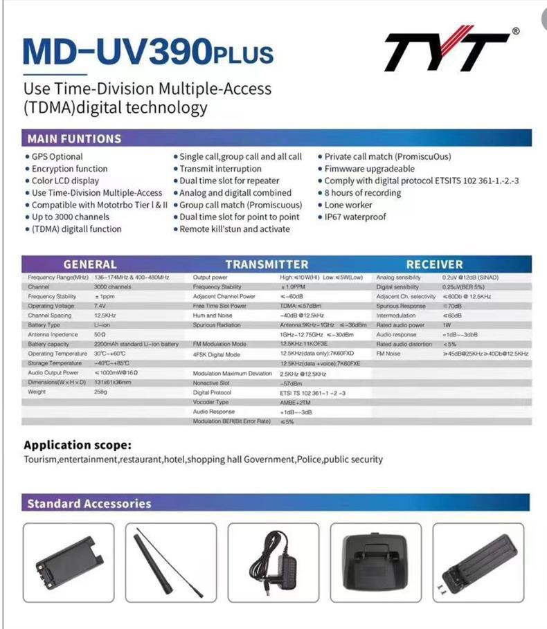 TYT特易通MD-UV390对讲机Type-c快充AES256加密10W大功率外贸批发-阿里巴巴