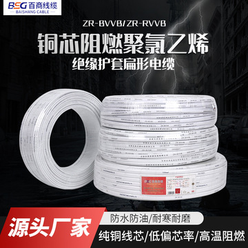 百商品牌 铜导体双芯阻燃电线ZR-BVVB 聚录乙烯绝缘护层电线家用-阿里巴巴