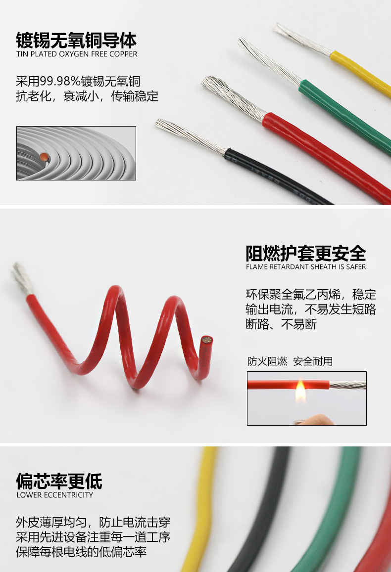 UL1332电子线铁氟龙线耐高温线 14/16/18/20/22/24/26AWG美标线-阿里巴巴
